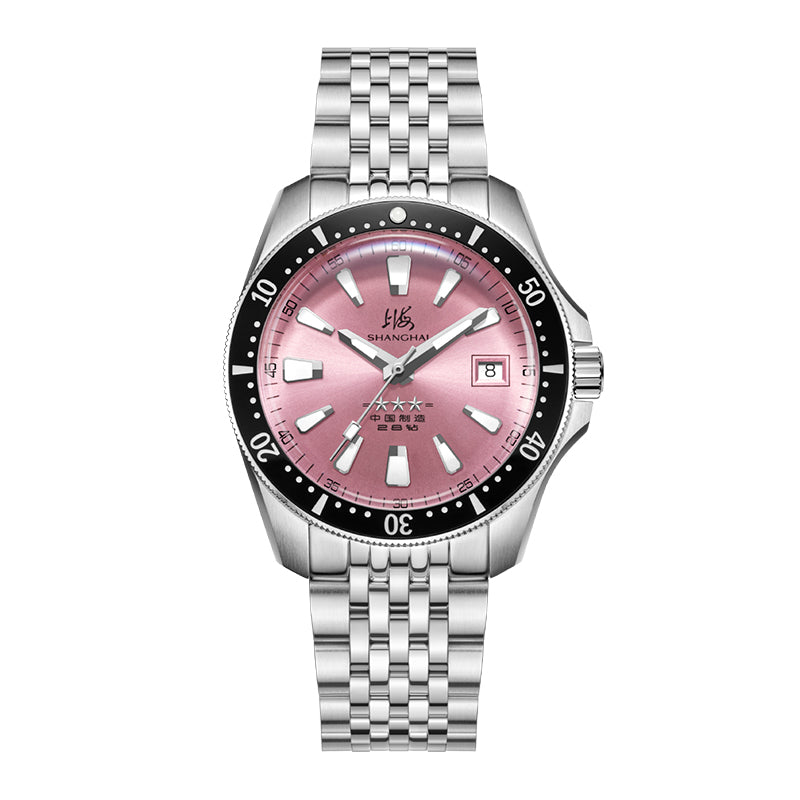 Shanghai Commander 39mm Dive Watch - Pink Dial – Shanghai Watches