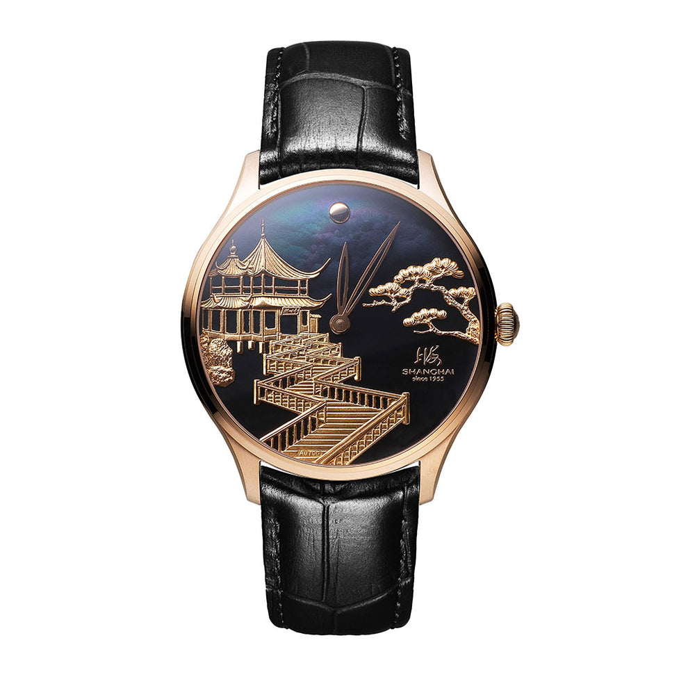 Shanghai Moonlit Serpentine 40mm Watch - Dark Dial – Shanghai Watches
