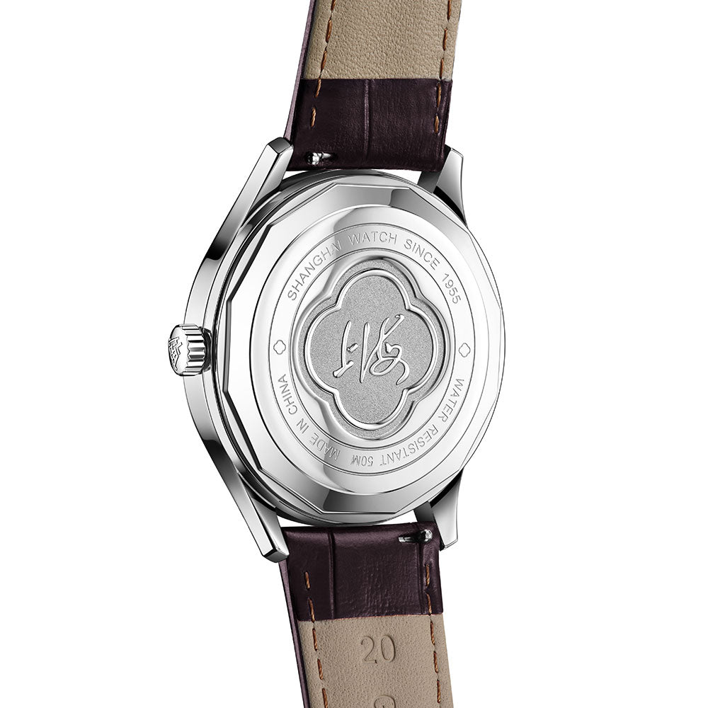 Shanghai Pioneer 39mm Watch - Brown Strap & White Dial (Quadrant Class ...