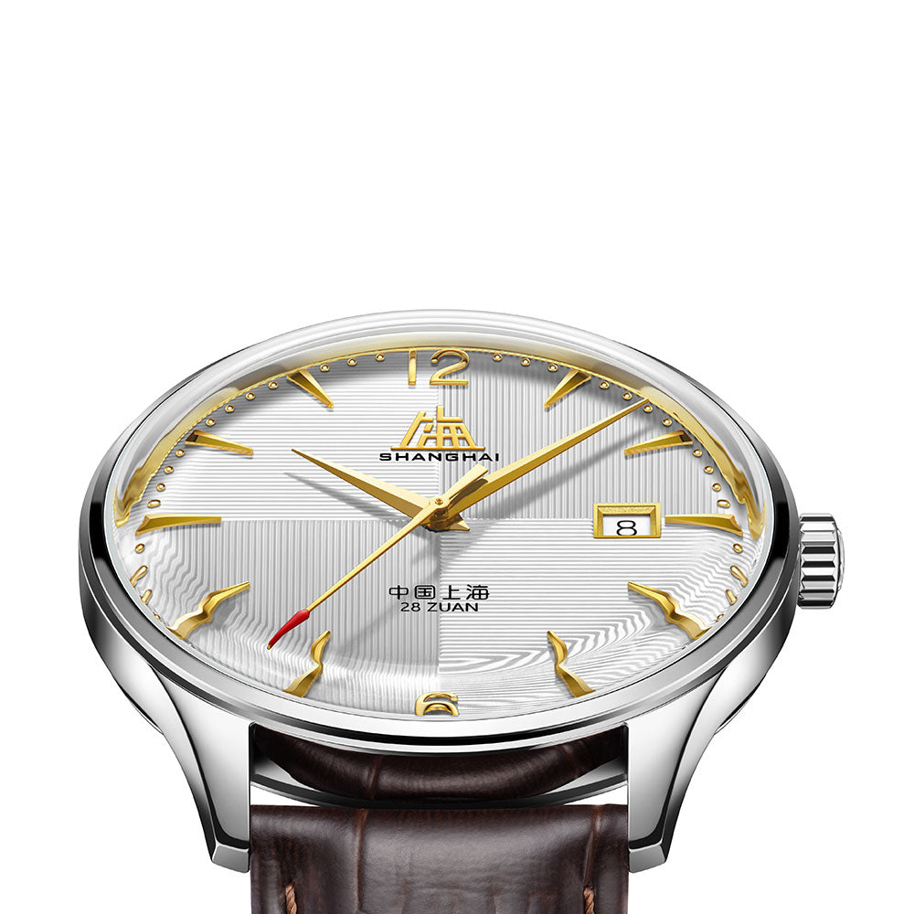 Shanghai Pioneer 39mm Watch - Brown Strap & White Dial (Quadrant Class ...
